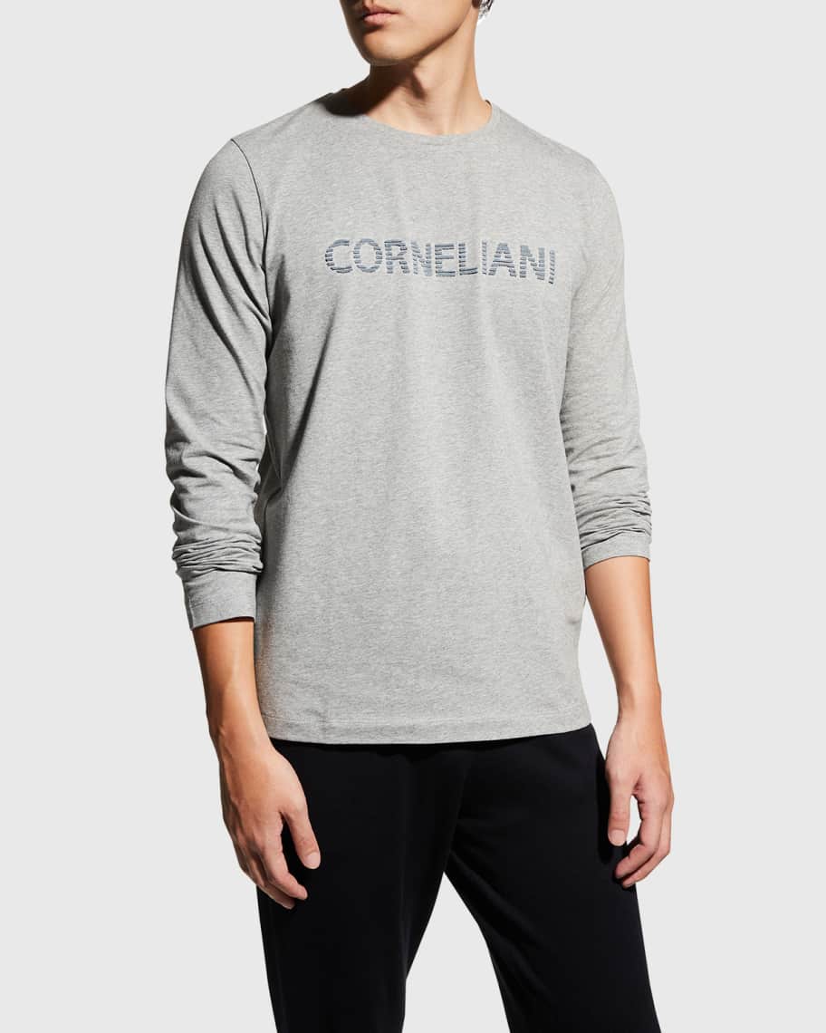 Corneliani Men's Textured-Logo T-Shirt | Neiman Marcus