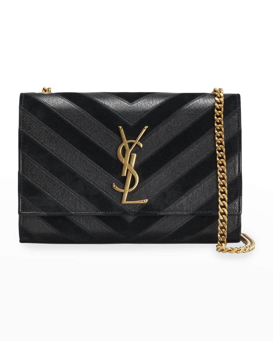 Saint Laurent Kate Small YSL Chevron Mix-Leather Crossbody Bag | Neiman ...
