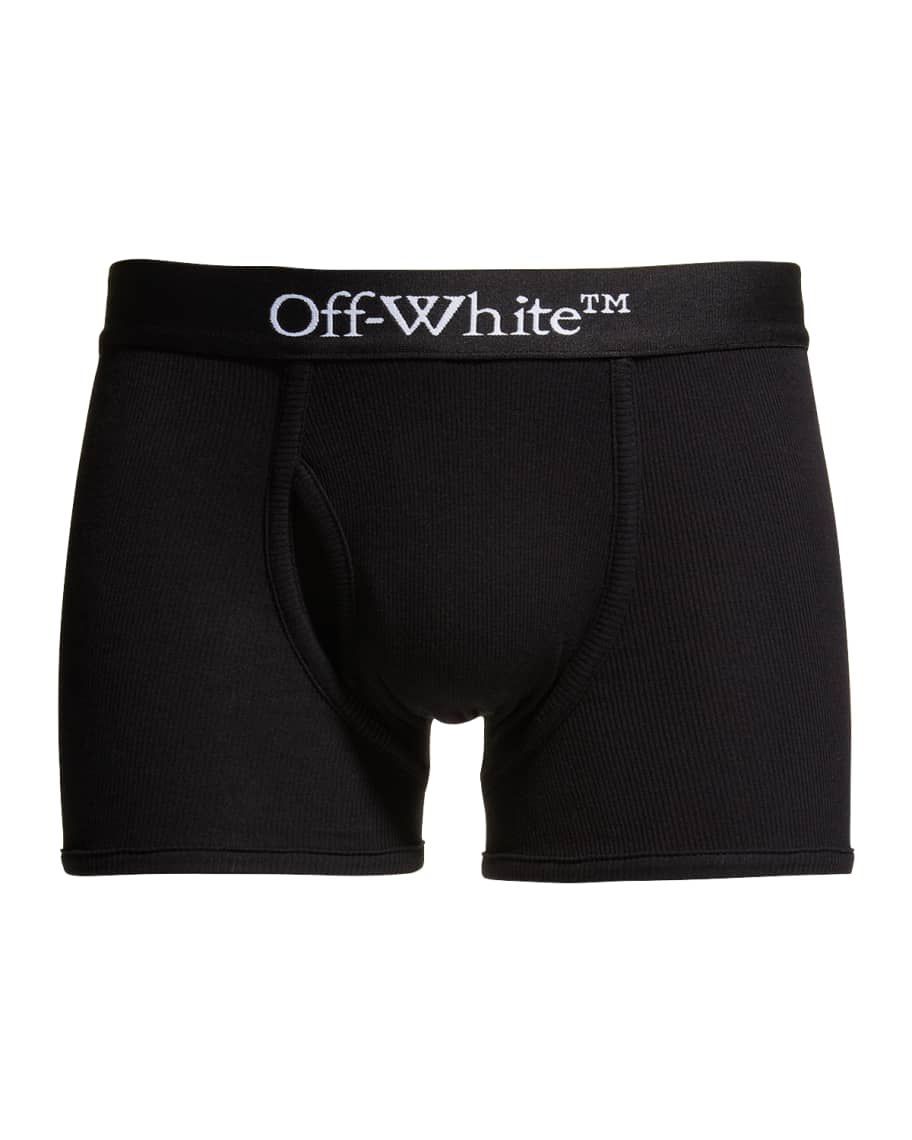 Off-White Men's Ribbed Logo Boxer Briefs | Neiman Marcus