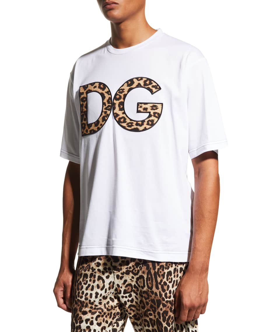 Dolce&Gabbana Men's Leopard-DG T-Shirt | Neiman Marcus