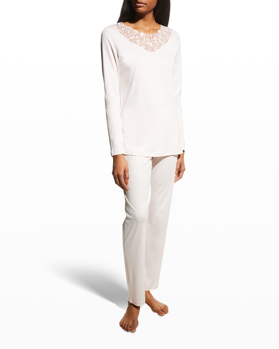 Hanro Hope Long-Sleeve Cotton Pajama Set | Neiman Marcus