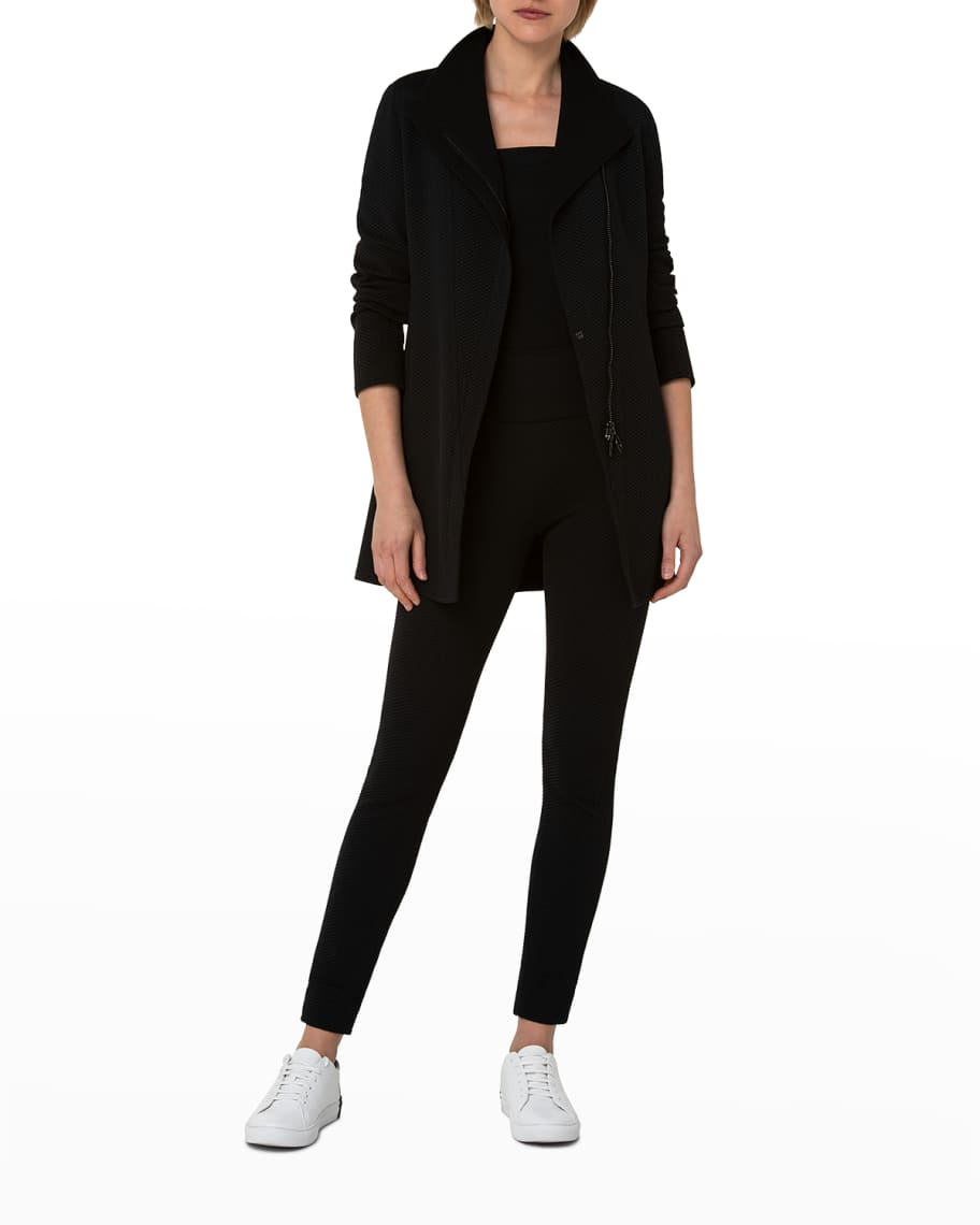 Akris punto Fishnet Textured Long Biker Jacket | Neiman Marcus