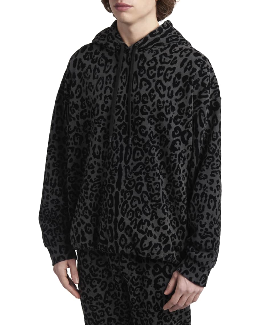 Dolce&Gabbana Men's Tonal Leopard Tech Hoodie | Neiman Marcus