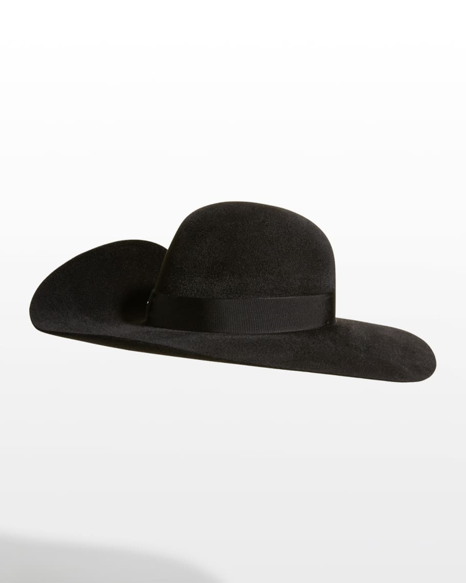 Saint Laurent Large-Brim Rabbit Felt Hat | Neiman Marcus