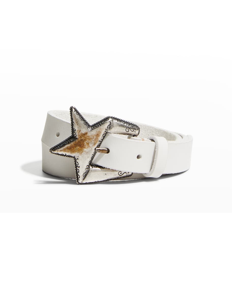 Golden Goose Distressed Star Leather Belt | Neiman Marcus