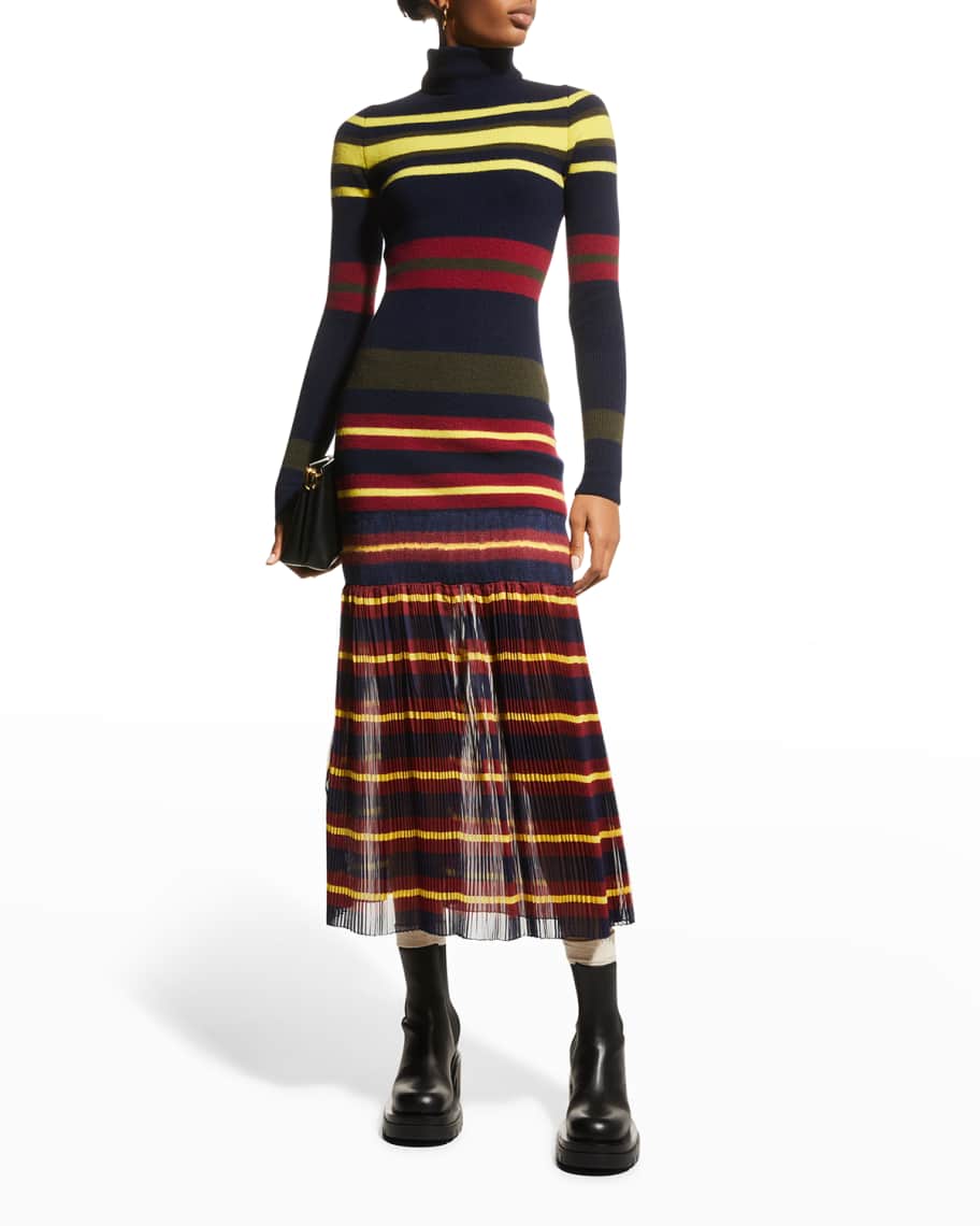 Philosophy di Lorenzo Serafini Striped Turtleneck Dress | Neiman Marcus