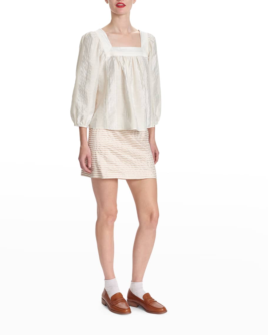 Corey Lynn Calter Addy Metallic 3/4-Sleeve Top | Neiman Marcus