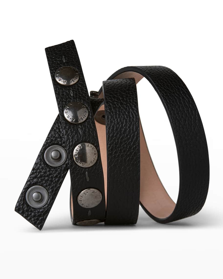 Akris Logo Press Stud Thin Leather Belt | Neiman Marcus