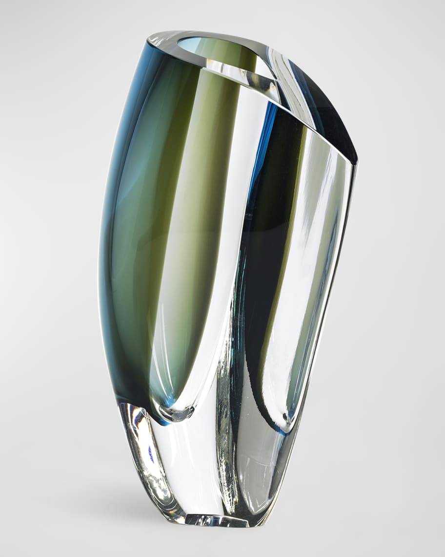 Kosta Boda Large Mirage Vase - Forest Green and Blue | Neiman Marcus