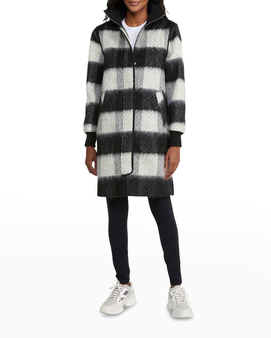 NVLT Wool-Blend Buffalo Check Coat | Neiman Marcus