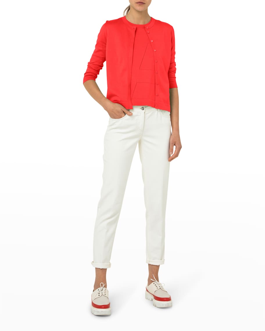 Akris Logo Hemstitch-Back Cardigan | Neiman Marcus