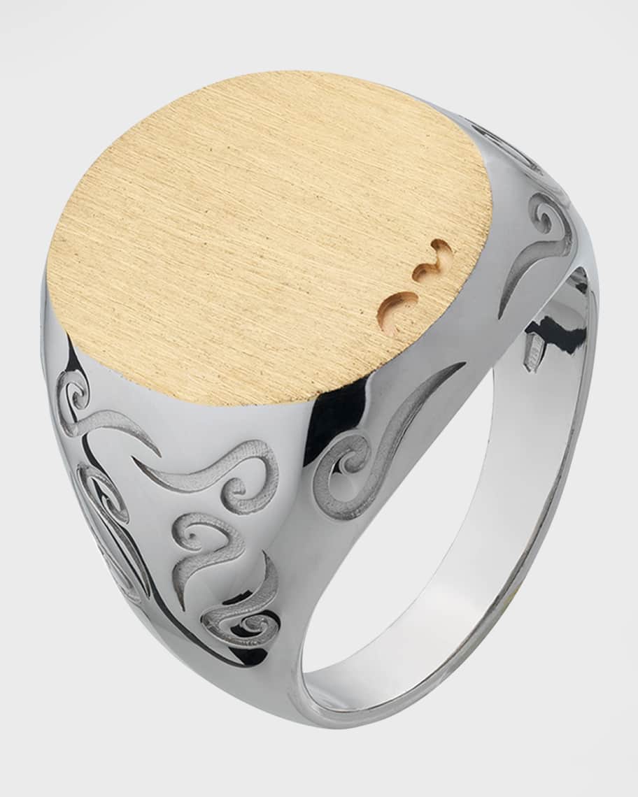 Marco Dal Maso 18K Yellow Gold Plated and Burnished Silver Ring, Size ...