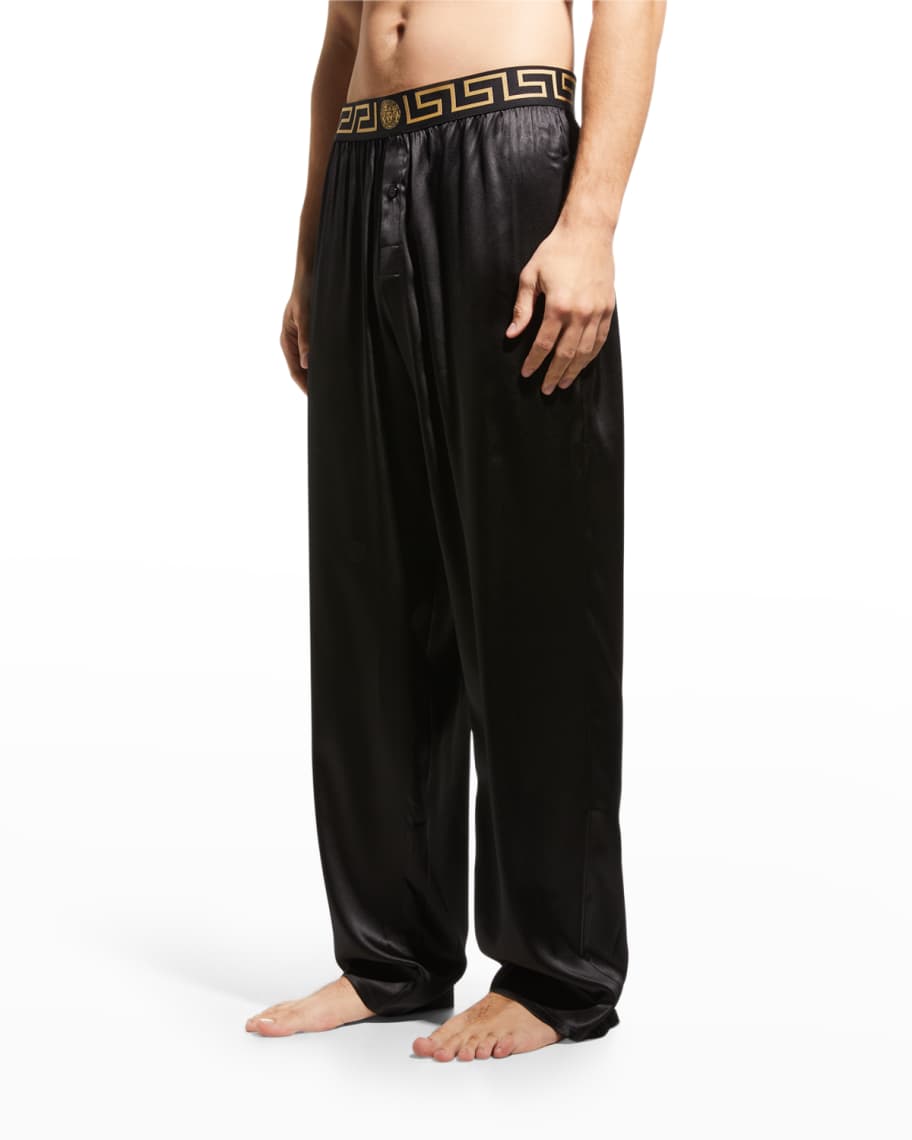 Versace Men's Greca Stretch-Satin Pants | Neiman Marcus
