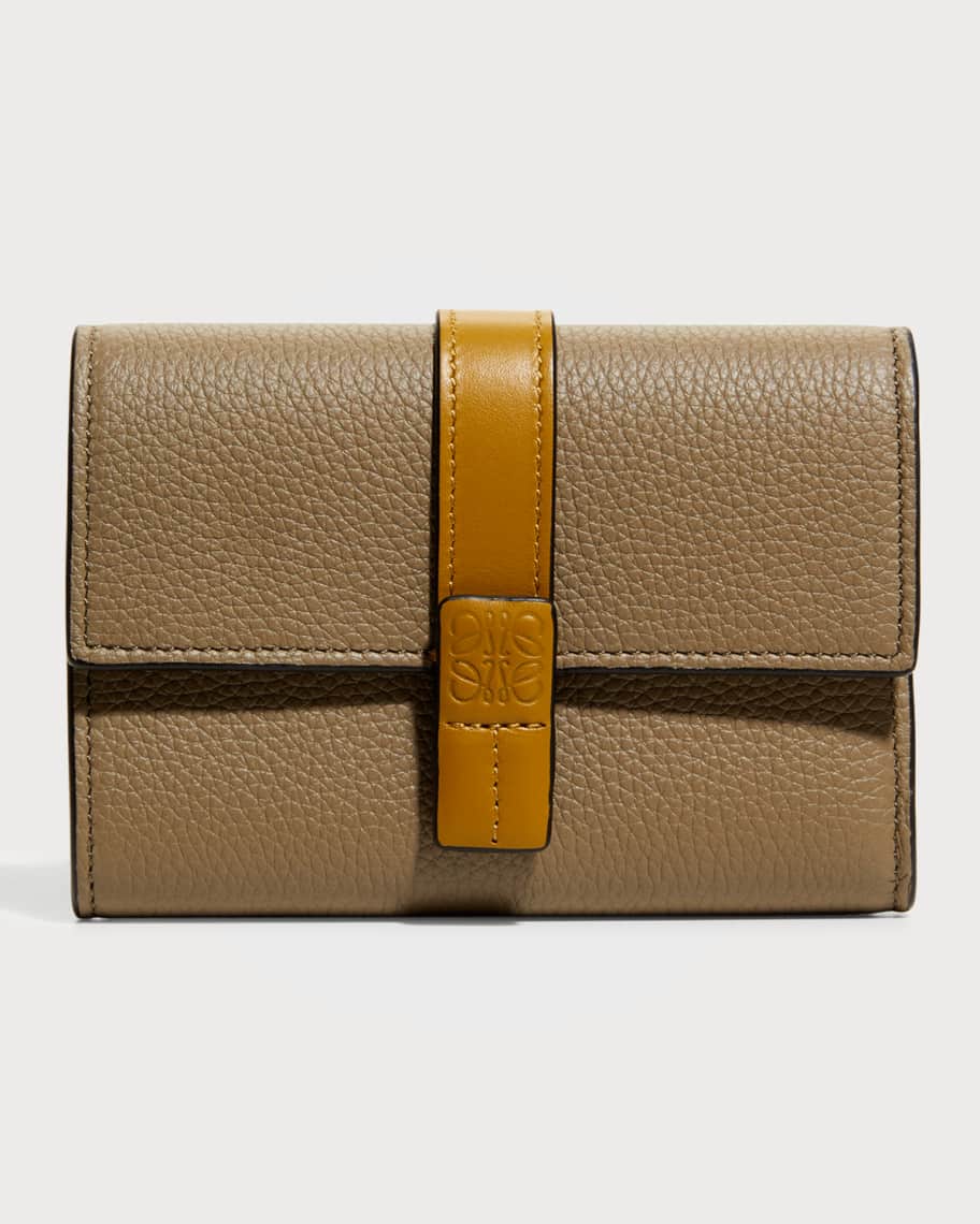 Loewe Vertical Small Trifold Wallet in Grained Leather | Neiman Marcus