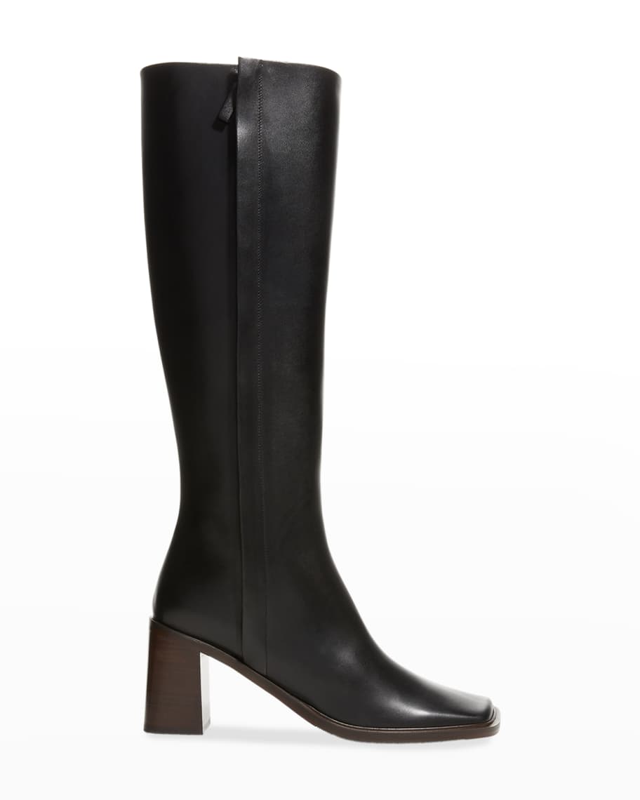 THE ROW Patch Calfskin Tall Zip Boots | Neiman Marcus