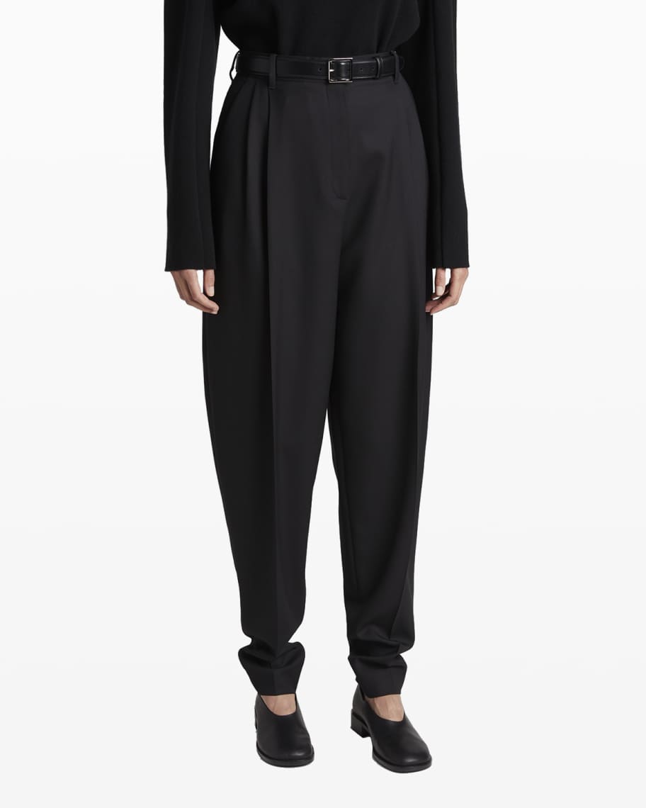 THE ROW Malu Tapered-Leg Wool Pants | Neiman Marcus