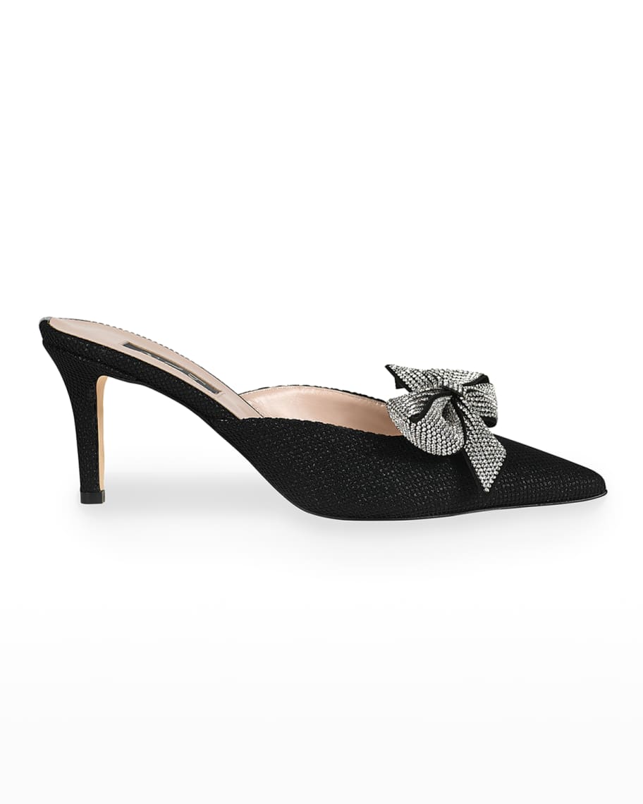 SJP by Sarah Jessica Parker Paley Grand Glitter Bow Mules | Neiman Marcus