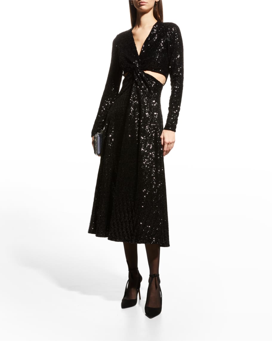 Michael Kors Collection Twist Cutout Recycled Sequin Midi Dress