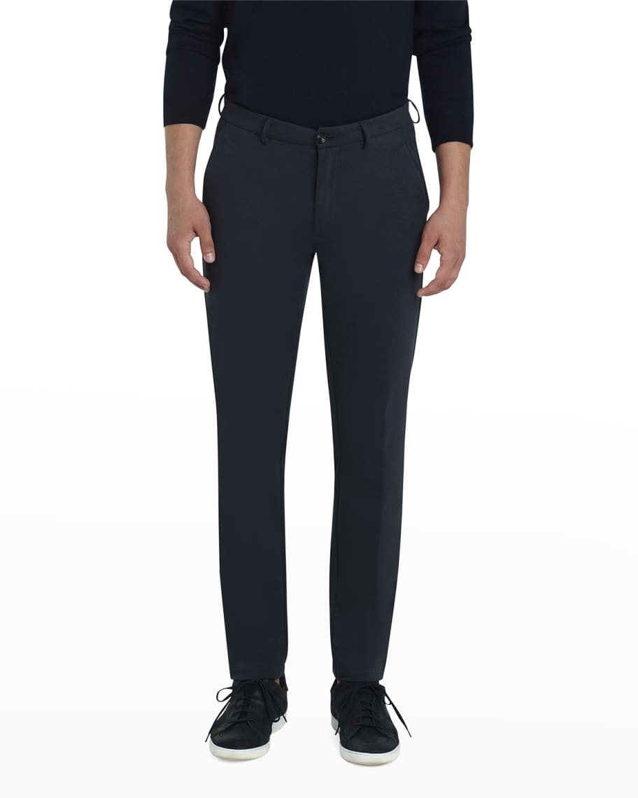 Bugatchi Men's Stretch-Knit FF Pants | Neiman Marcus