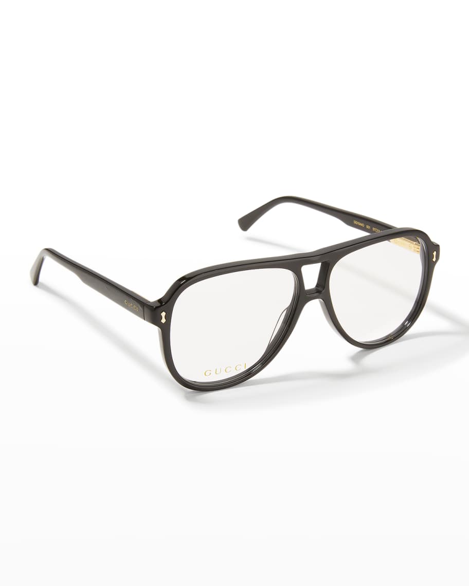 Gucci Men's Aviator Acetate Optical Frames | Neiman Marcus