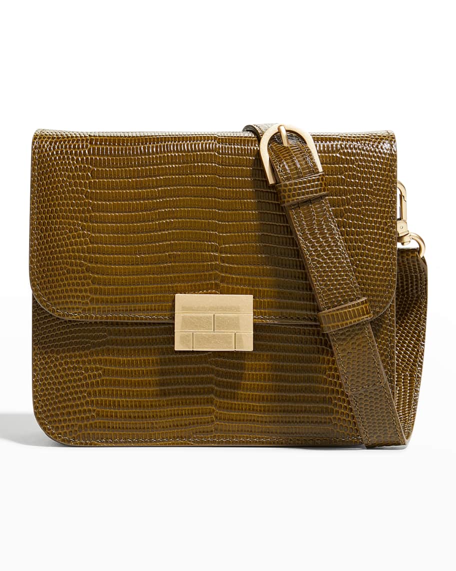 FRAME Le Signature Mini Lizard-Embossed Crossbody Bag | Neiman Marcus