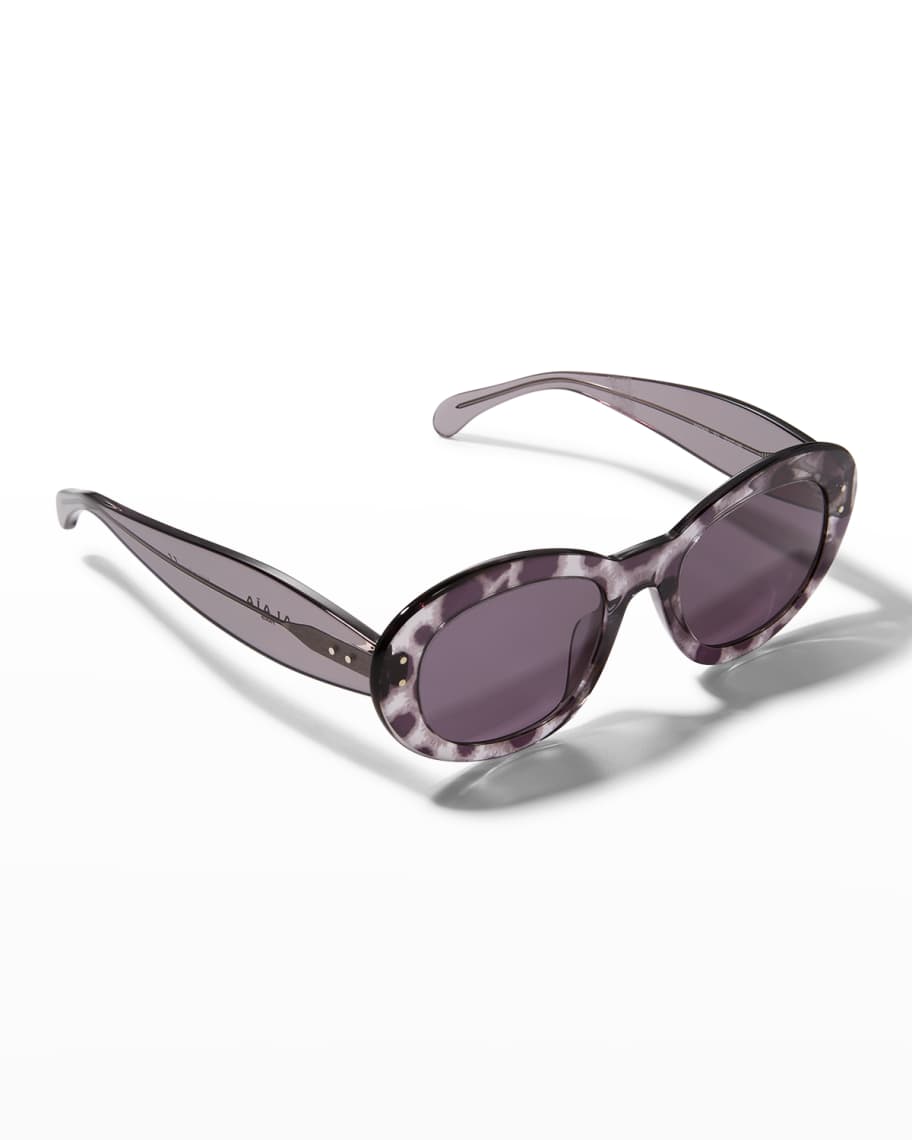 ALAIA Thick Round Acetate Sunglasses | Neiman Marcus
