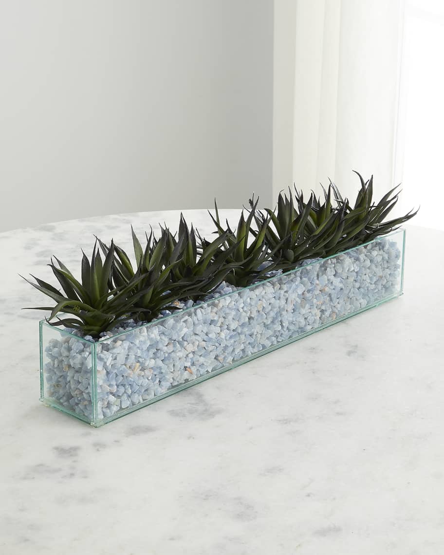 T&C Floral Company Agave in Rectangular Glass Container Faux Floral ...