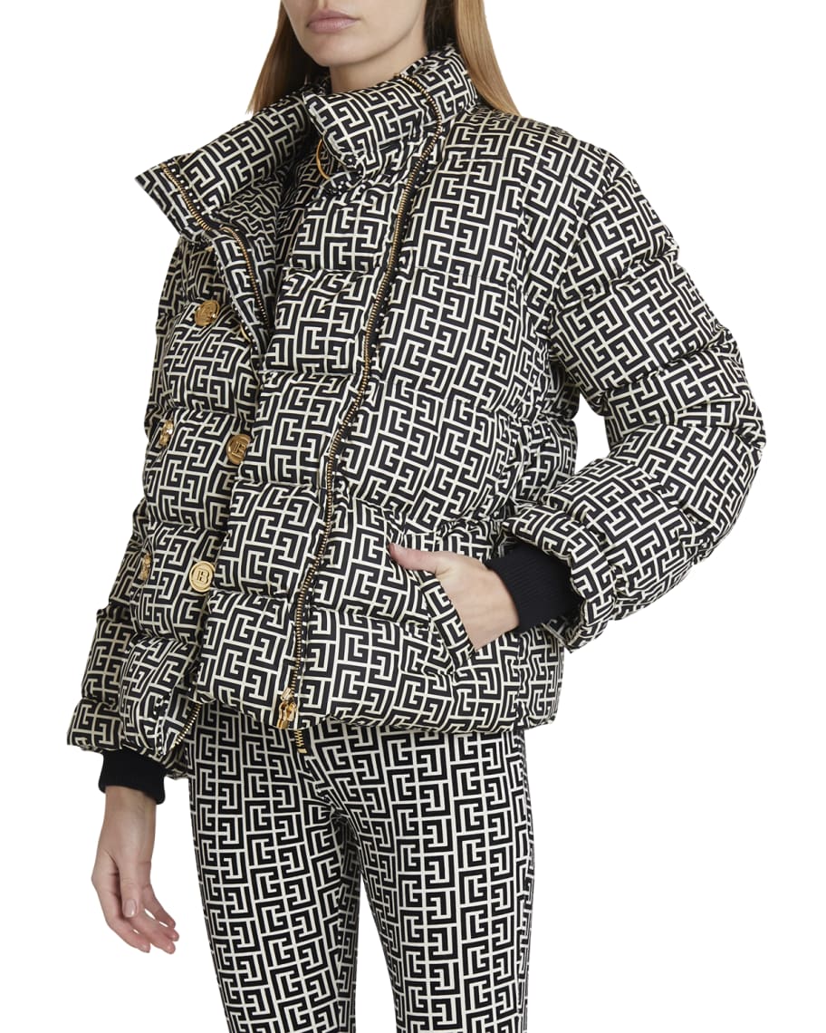 Balmain Monogram 6-Button Puffer Jacket | Neiman Marcus