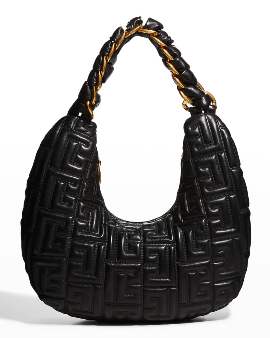 Balmain Quilt Pillow Monogram Hobo Bag | Neiman Marcus
