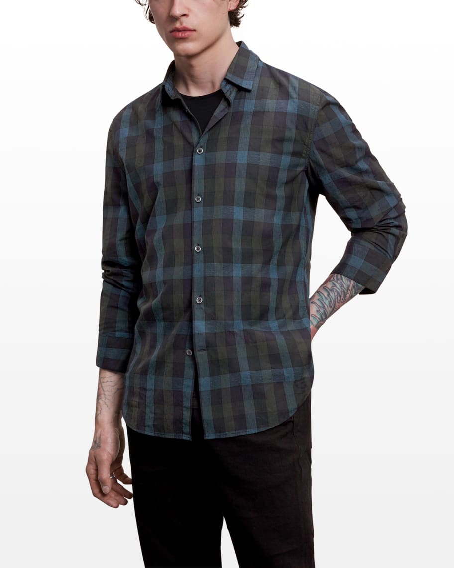 John Varvatos Men's Check Split-Yoke Sport Shirt | Neiman Marcus