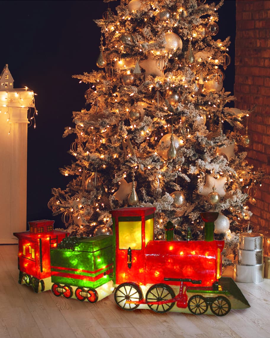 Barcana Illuminated 3-Piece Holiday Train Locomotive Decor | Neiman Marcus