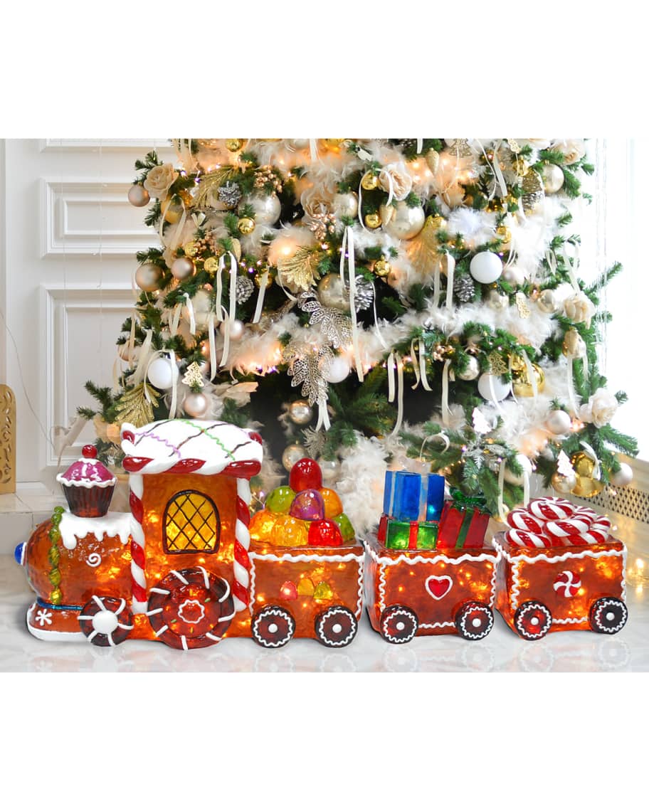 Barcana Illuminated Gingerbread Train Engine Indoor/Outdoor Christmas ...