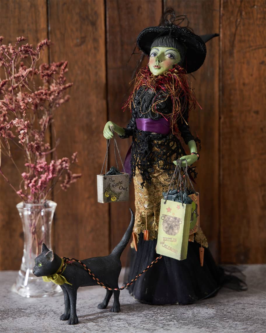Katherine's Collection Witch Shopper with Cat Tabletop | Neiman Marcus
