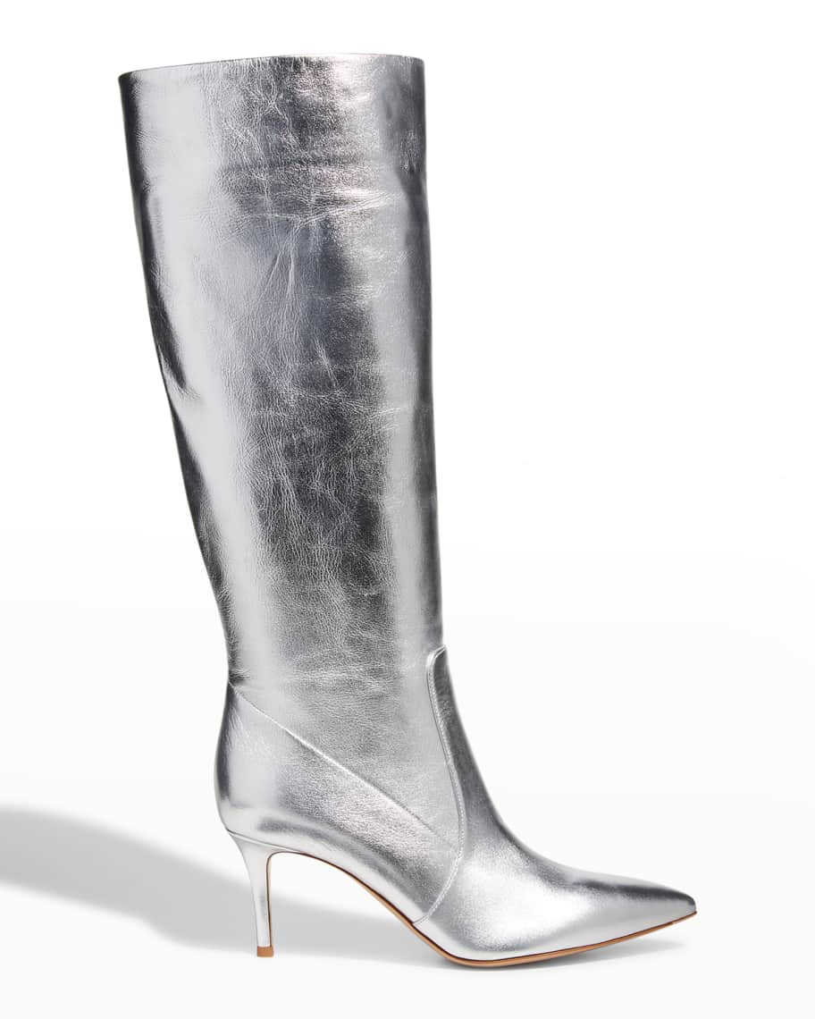 Gianvito Rossi Hansen Metallic Stiletto Knee Boots | Neiman Marcus