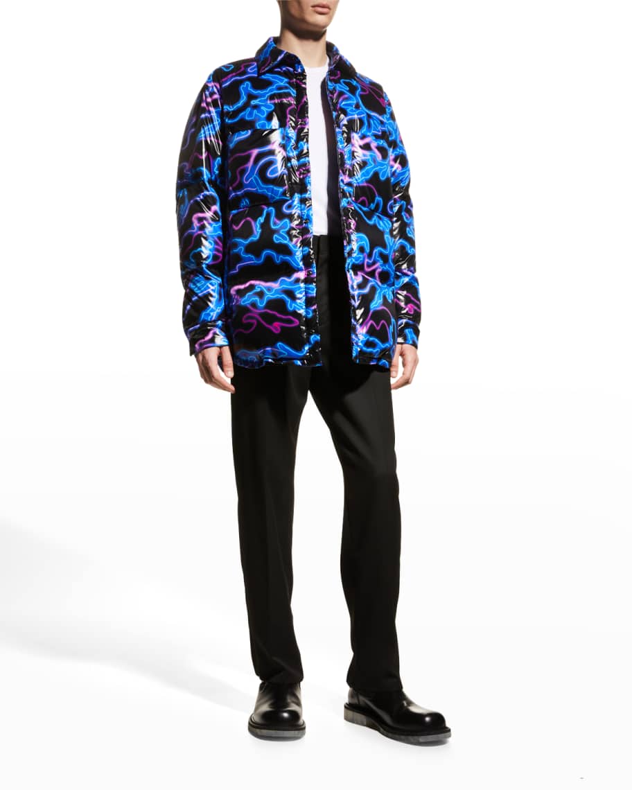 Valentino Garavani Men's Neon Camo Puffer Jacket | Neiman Marcus