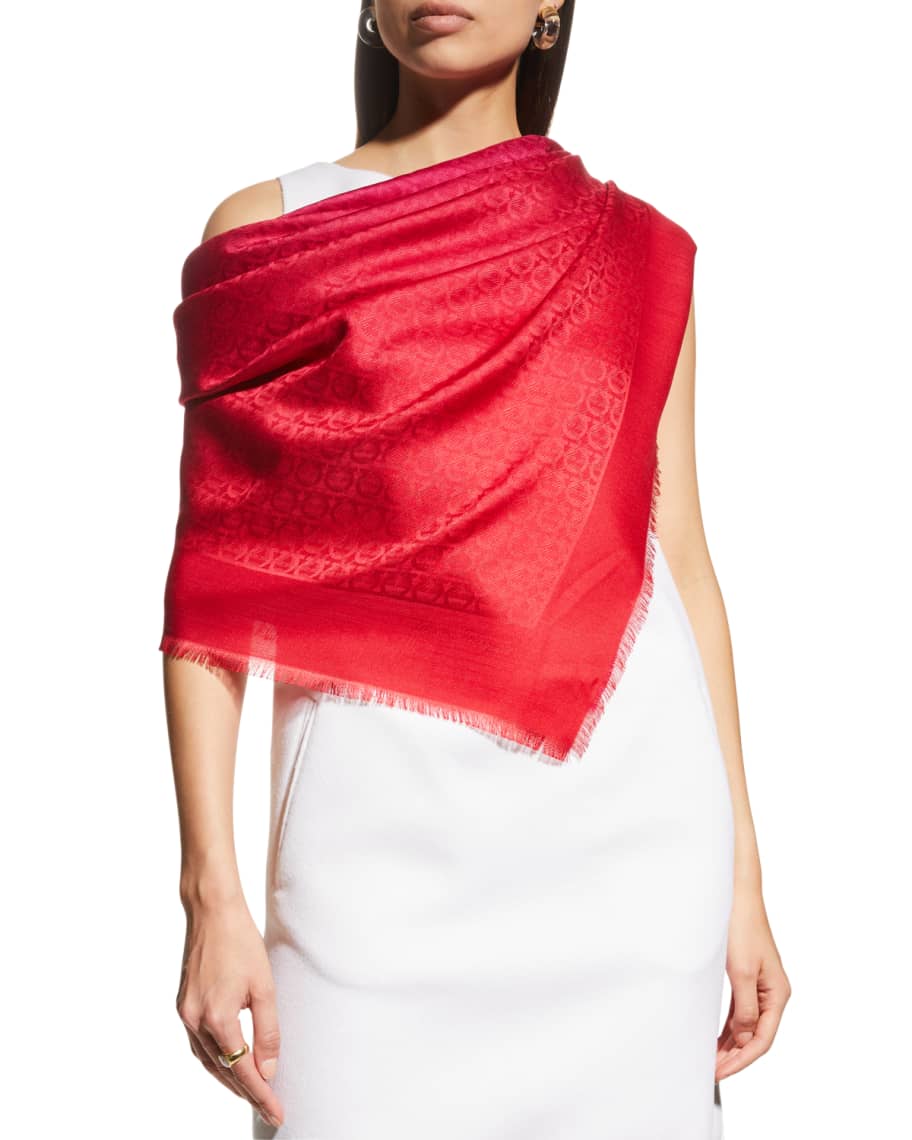 Ferragamo Ombre Silk-Wool Scarf | Neiman Marcus