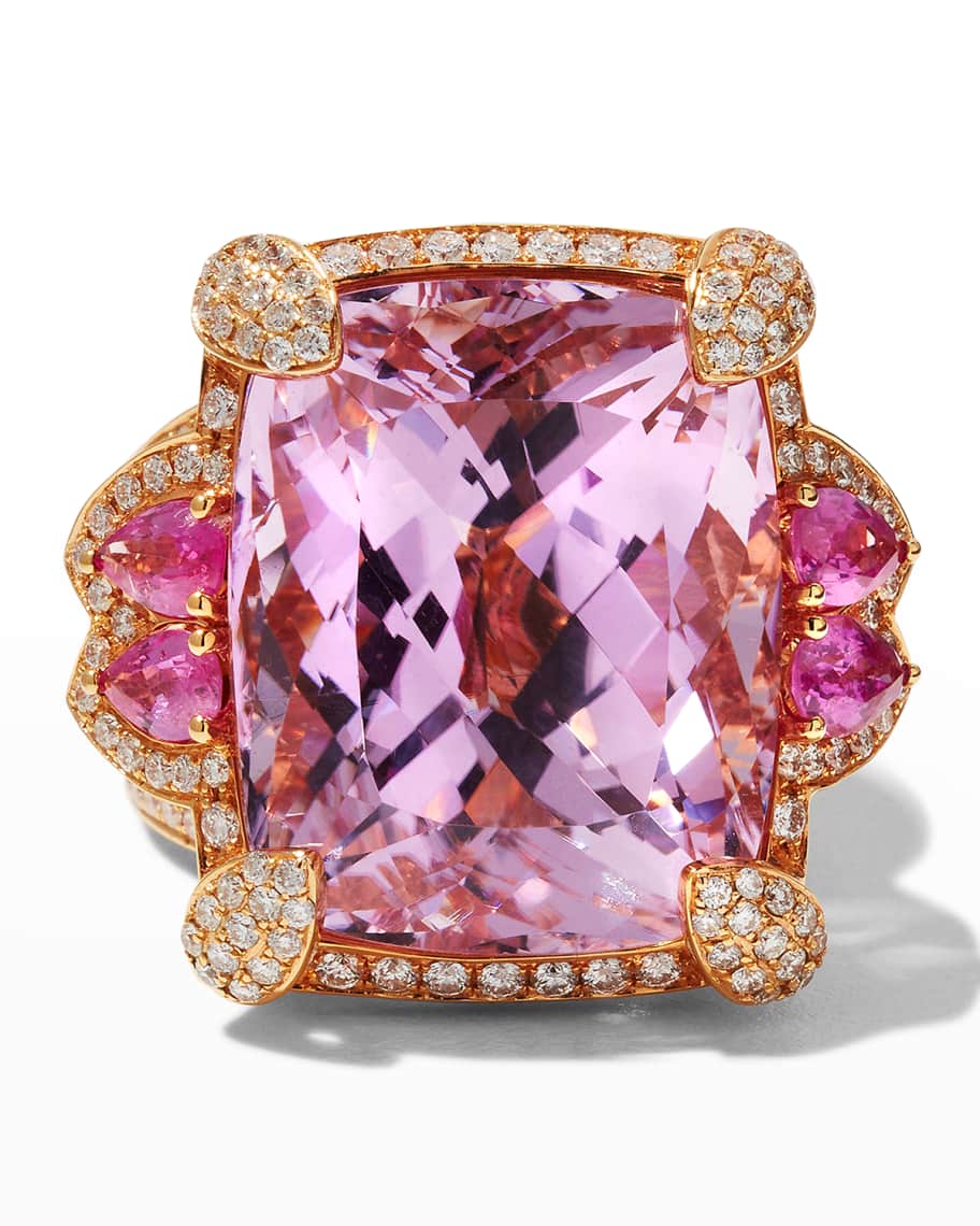 Nini Jewels 18k Rose Gold Radiant Kunzite, Pink Sapphire and Diamond ...