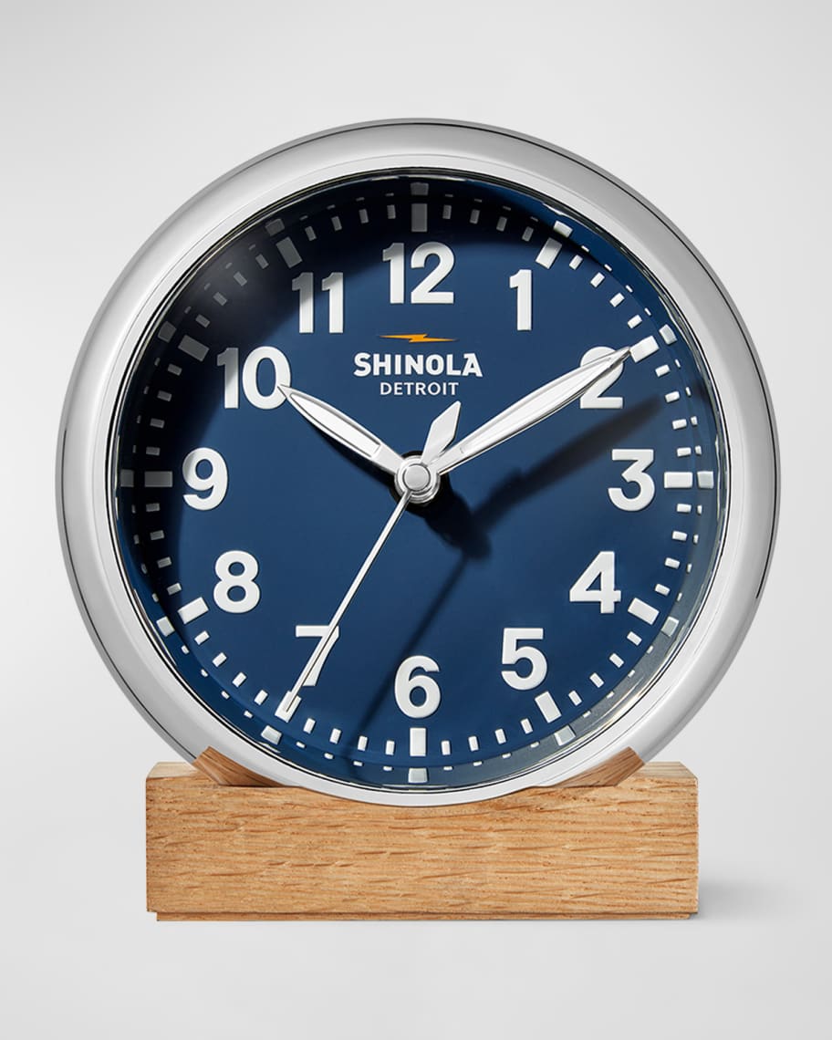 Shinola Runwell 6" Inch Desk Clock, Navy | Neiman Marcus