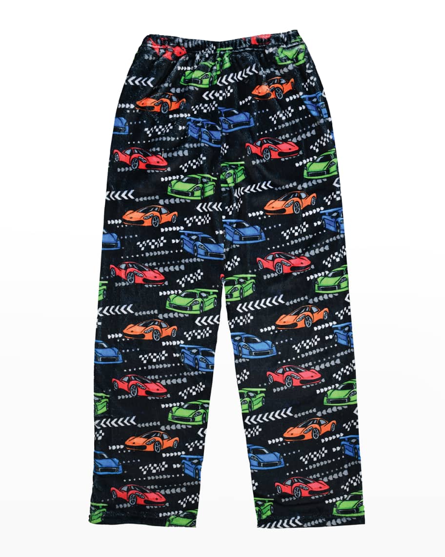 Iscream Boy's Race Car-Print Plush Pants, Size XS-L | Neiman Marcus
