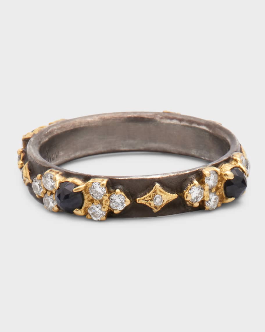 Armenta Old World Crivelli Stack Band Ring with Black Sapphires | Neiman Marcus