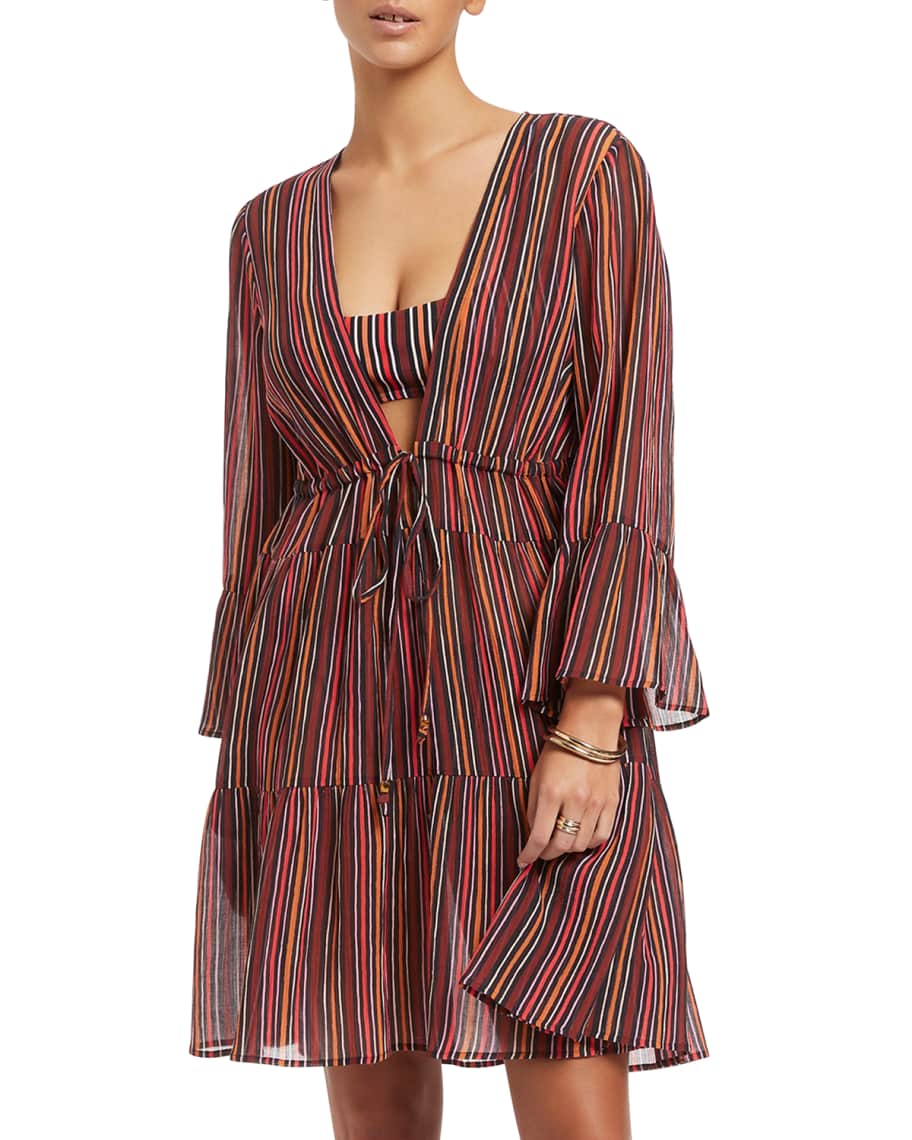 JETS Australia Bedouin Stripe Short Coverup Dress | Neiman Marcus