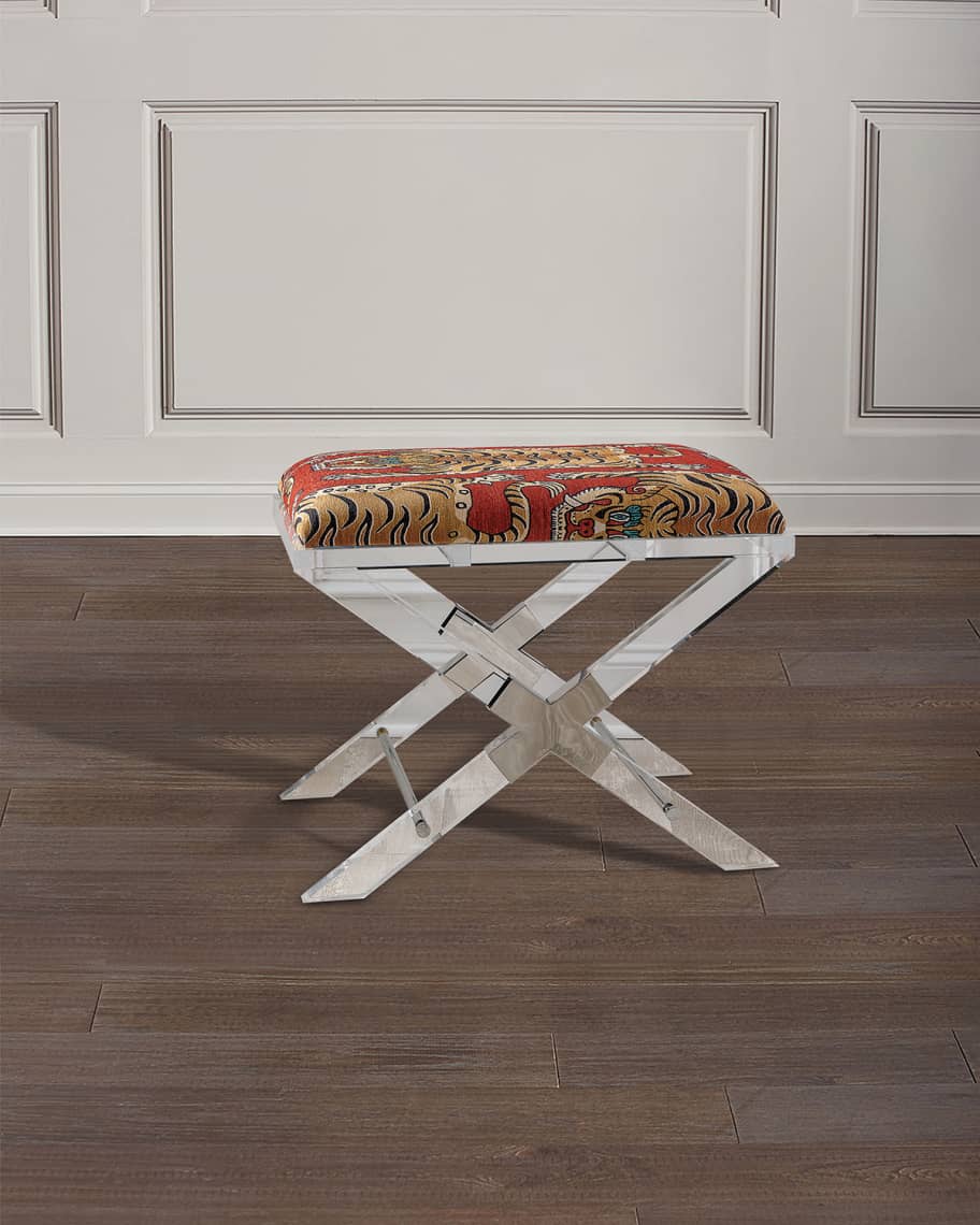 Port 68 Cross Lucite Tiger Bench | Neiman Marcus