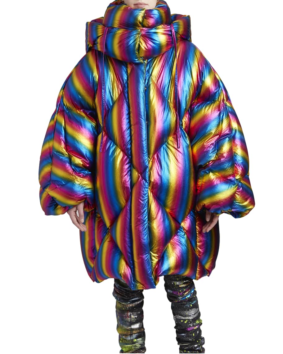 Dolce&Gabbana Oversized Iridescent Rainbow Puffer Coat | Neiman Marcus