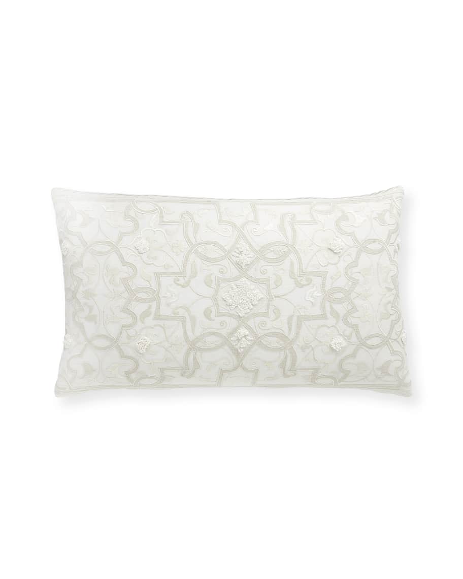 Callisto Home Roma Scroll Embroidered Lumbar Pillow | Neiman Marcus
