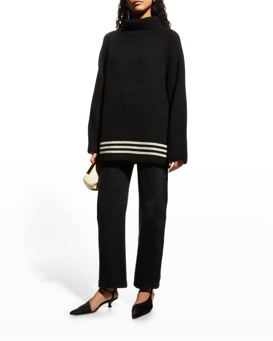Khaite Sonya Turtleneck Striped Cashmere Sweater | Neiman Marcus
