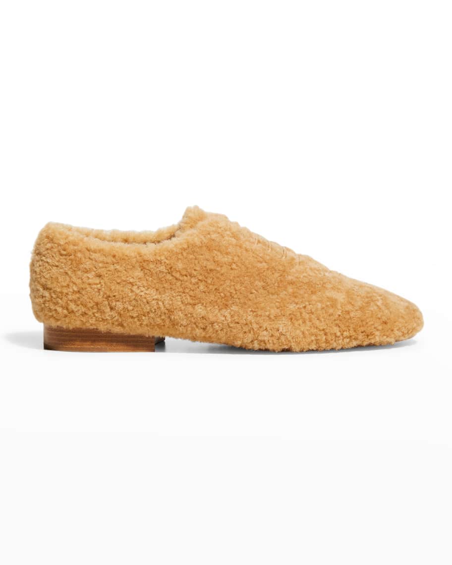 Chloe Jessie Shearling Lace-Up Loafers | Neiman Marcus