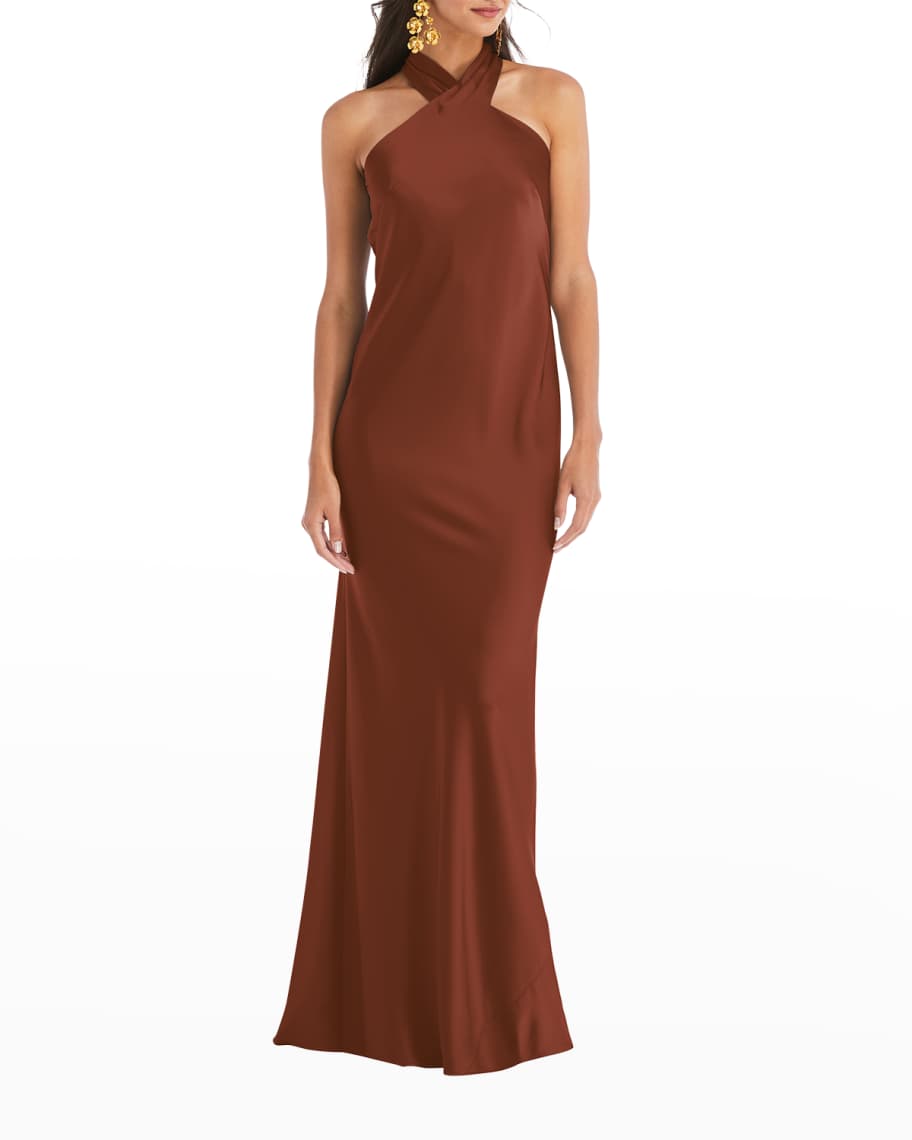 Lovely Imogen Twist Halter Column Gown | Neiman Marcus