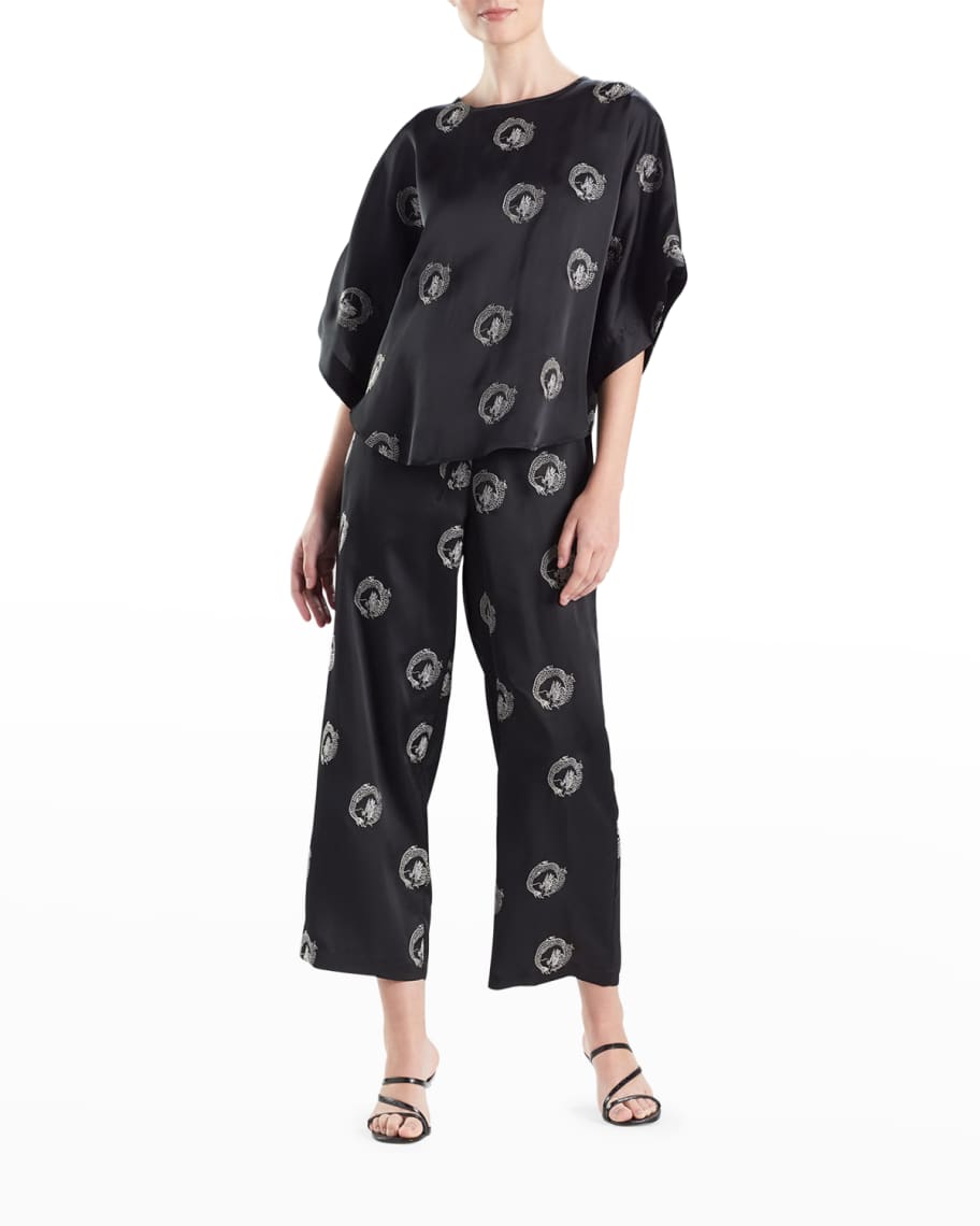 Natori Dragon Crest Satin Pajama Set | Neiman Marcus
