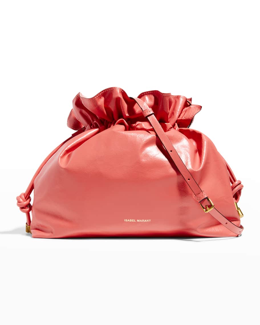 Isabel Marant Ailey Ruched Leather Bucket Crossbody Bag | Neiman Marcus