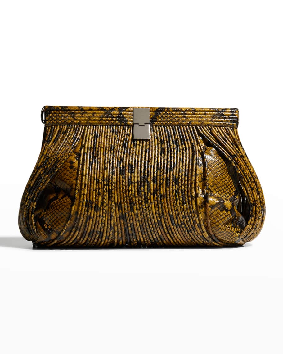 Proenza Schouler Snake-Print Rolo Frame Clutch Bag | Neiman Marcus